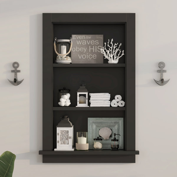 Ebern Designs 17.5"w X 4"d X 26.4"h Wall Niche Double Shelf Wood Recessed Shower Niche Cabinet ...